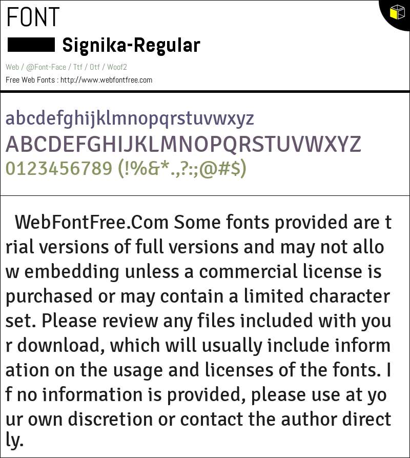 Signika Fonts Downloads - WebFontFree.Com