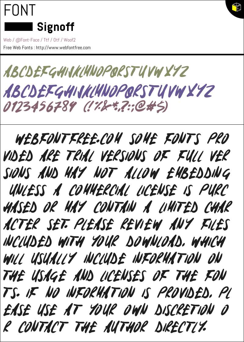 Signoff Fonts Downloads - WebFontFree.Com
