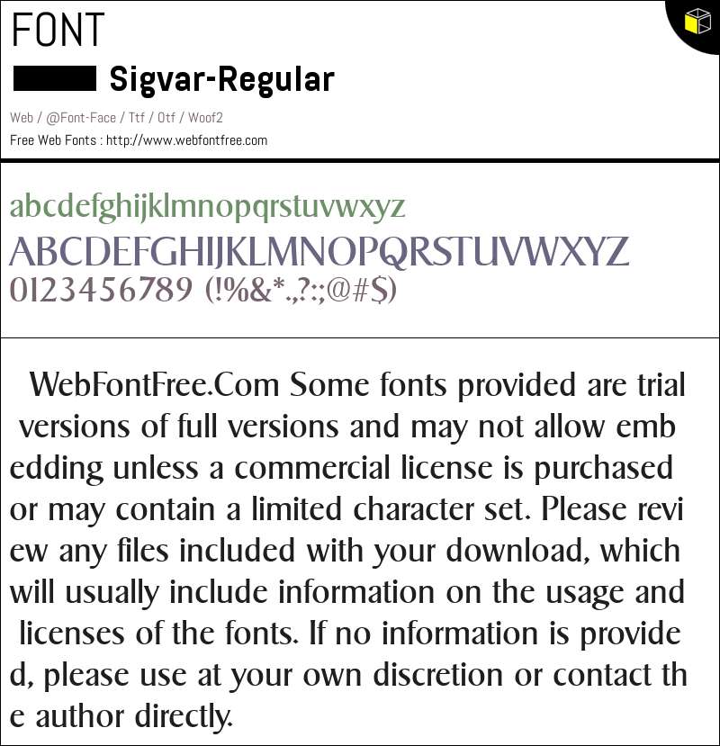 Sigvar Regular Fonts Downloads - WebFontFree.Com