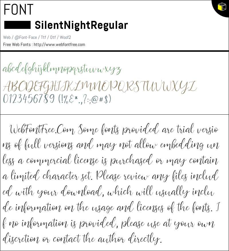 Silent Night Fonts Downloads - WebFontFree.Com