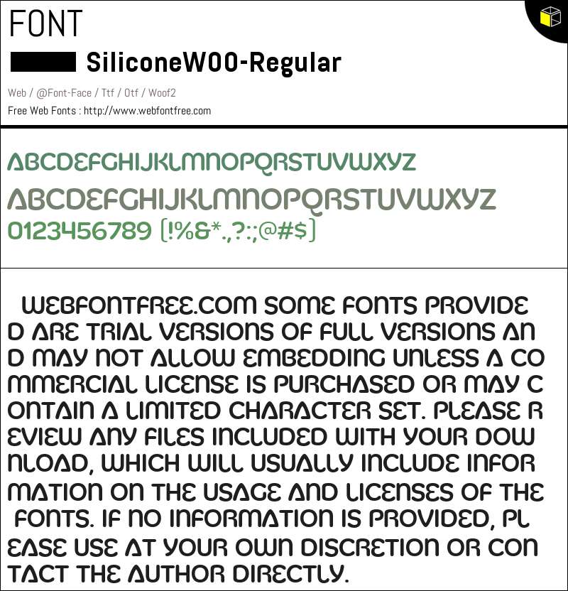 Silicone W00 Regular Fonts Downloads - WebFontFree.Com