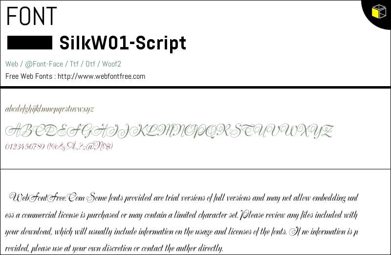 Silk W01 Script Fonts Downloads - WebFontFree.Com