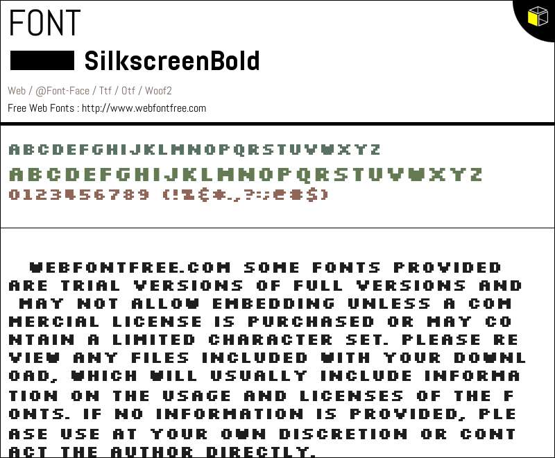 Silkscreen Bold Fonts Downloads - WebFontFree.Com