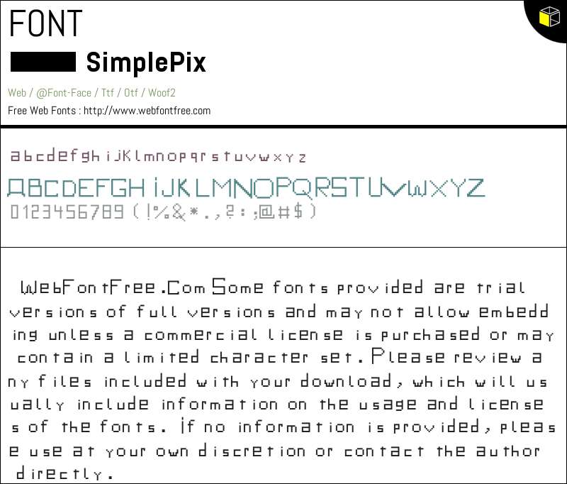 SimplePix Fonts Downloads - WebFontFree.Com