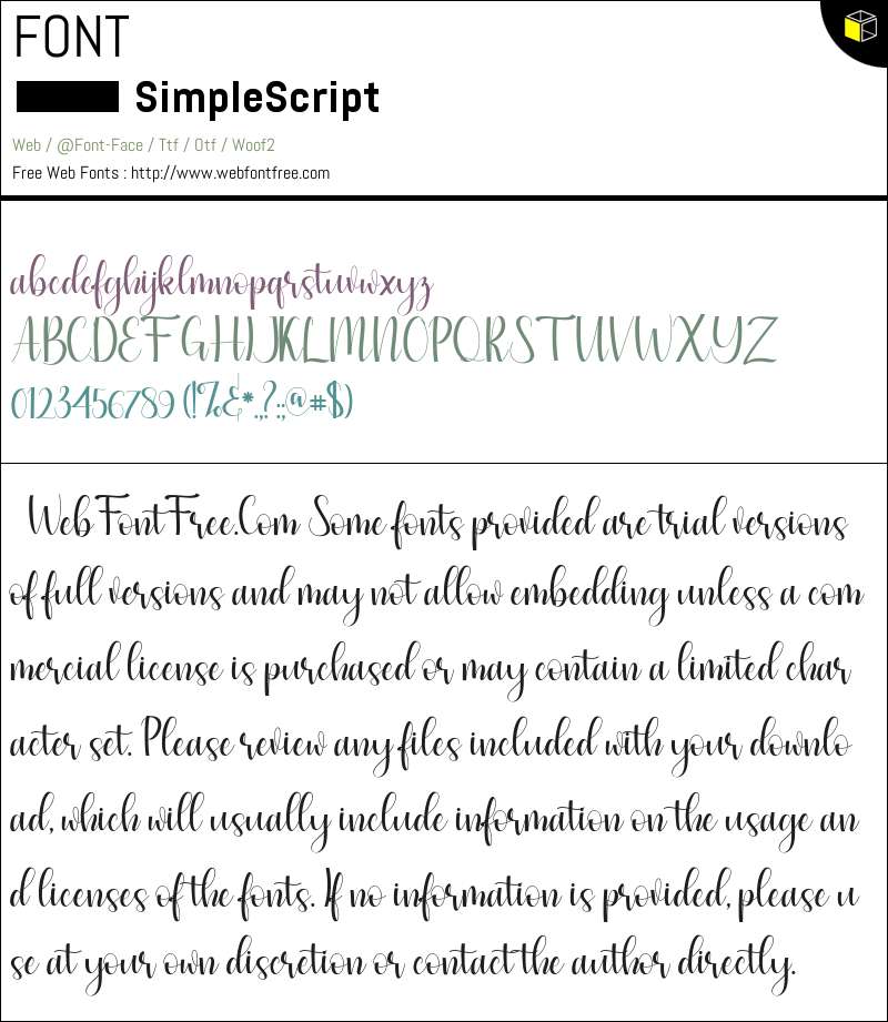 Simple Script Fonts Downloads - WebFontFree.Com