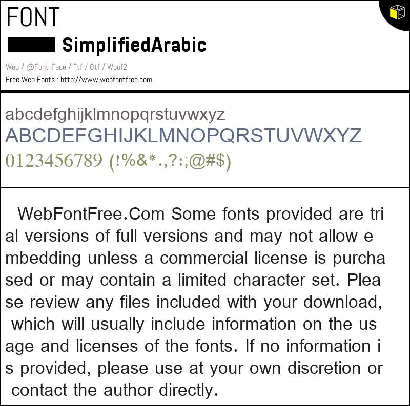 Simplified Arabic Fonts Downloads - WebFontFree.Com