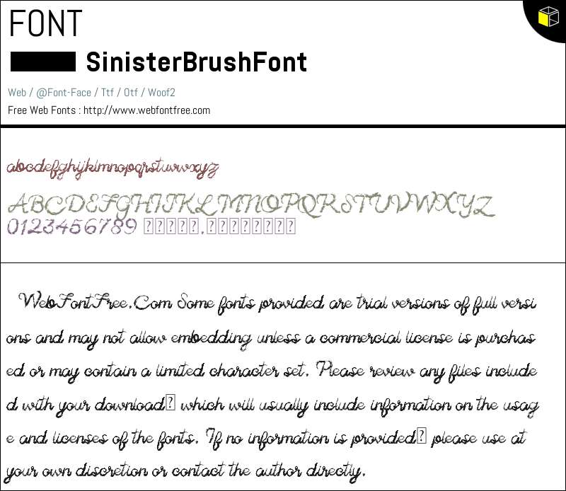 Sinister Brush Font Fonts Downloads - WebFontFree.Com