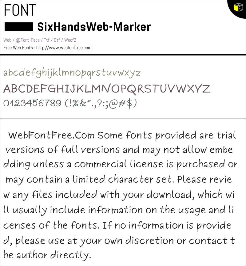 Six Hands Web Marker Fonts Downloads - WebFontFree.Com