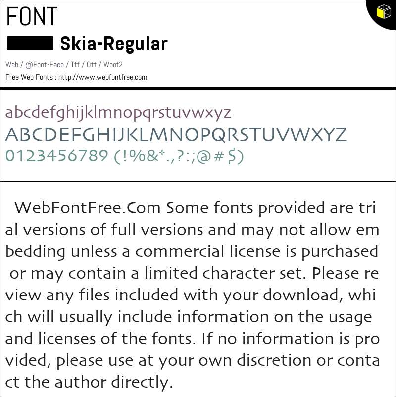 Skia Regular 字体 下载 - WebFontFree.Com