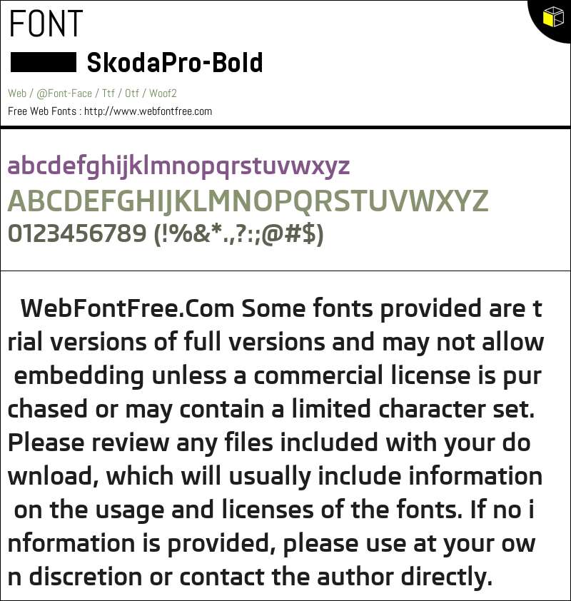 Skoda Pro Bold Fonts Downloads - WebFontFree.Com