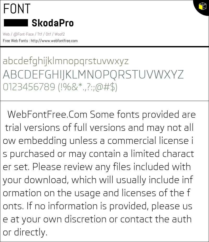 Skoda Pro Fonts Downloads - WebFontFree.Com