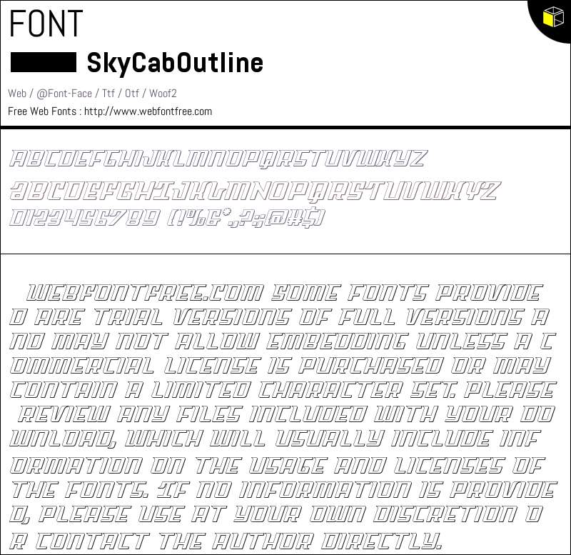 Sky Cab Outline Fonts Downloads - WebFontFree.Com