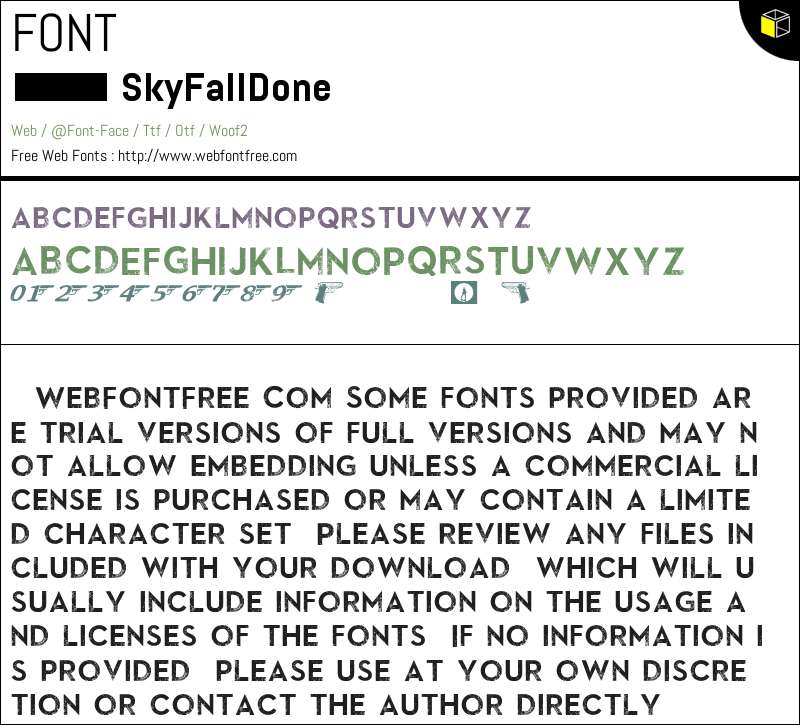 SkyFall Done Fonts Downloads - WebFontFree.Com