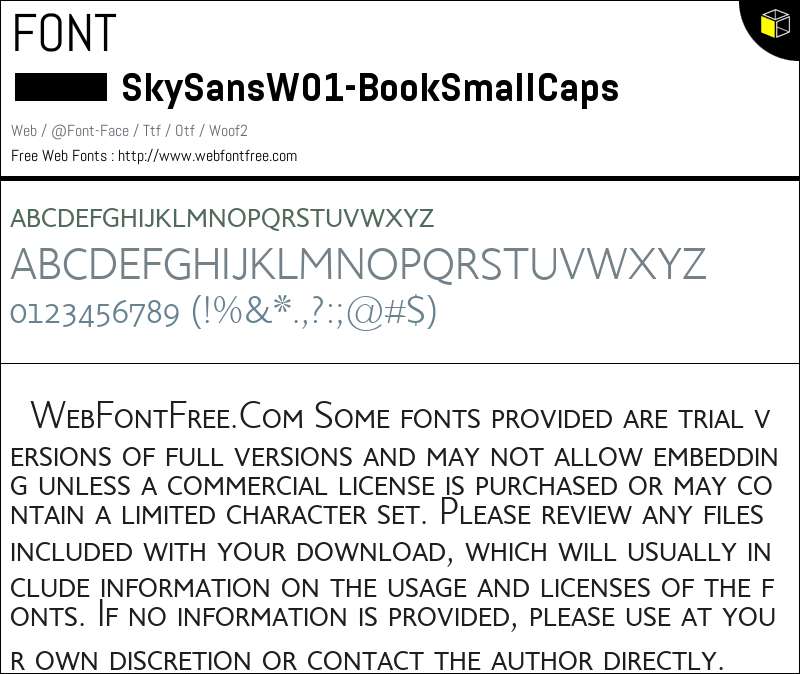 Sky Sans W01 Book Small Caps Fonts Downloads - WebFontFree.Com