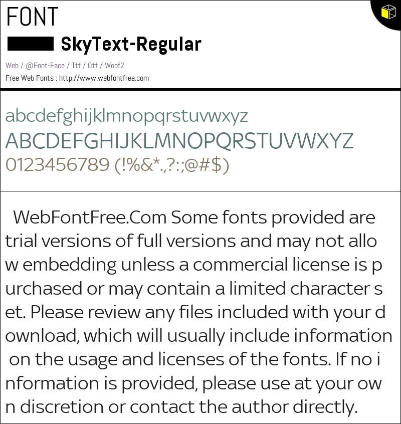 Sky Text Regular Fonts Downloads - WebFontFree.Com