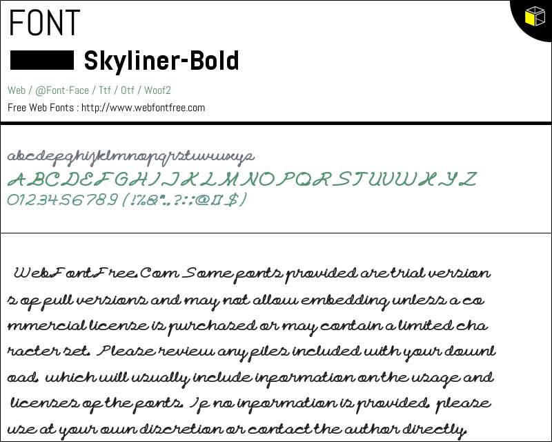 Sky liner Bold Fonts Downloads - WebFontFree.Com