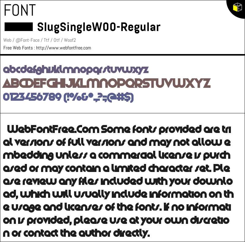 Slug Single W00 Regular Fonts Downloads - WebFontFree.Com