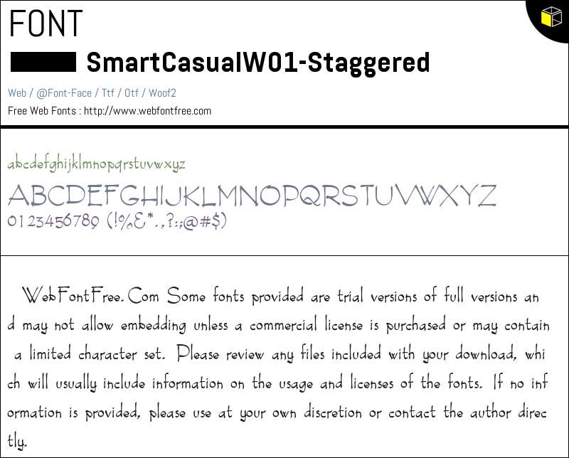 Smart Casual W01 Staggered Fonts Downloads - WebFontFree.Com