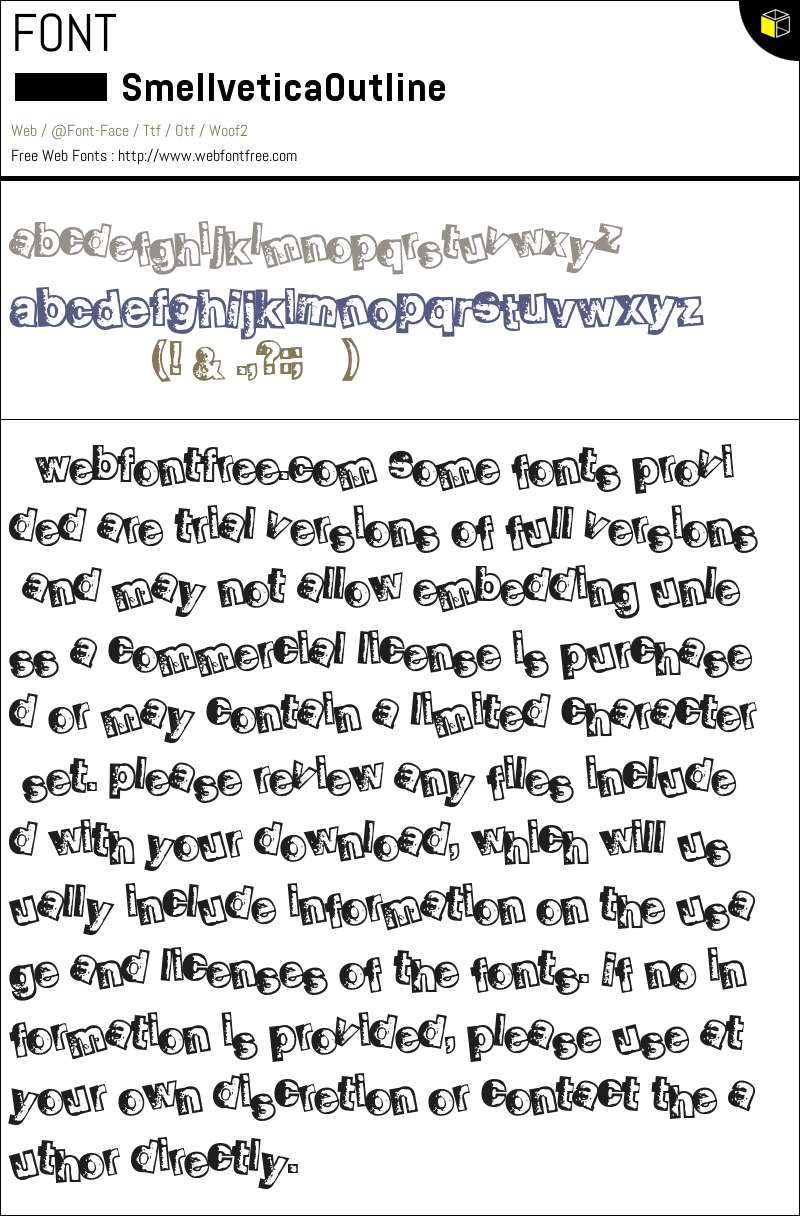 Smellvetica Outline Fonts Downloads - WebFontFree.Com