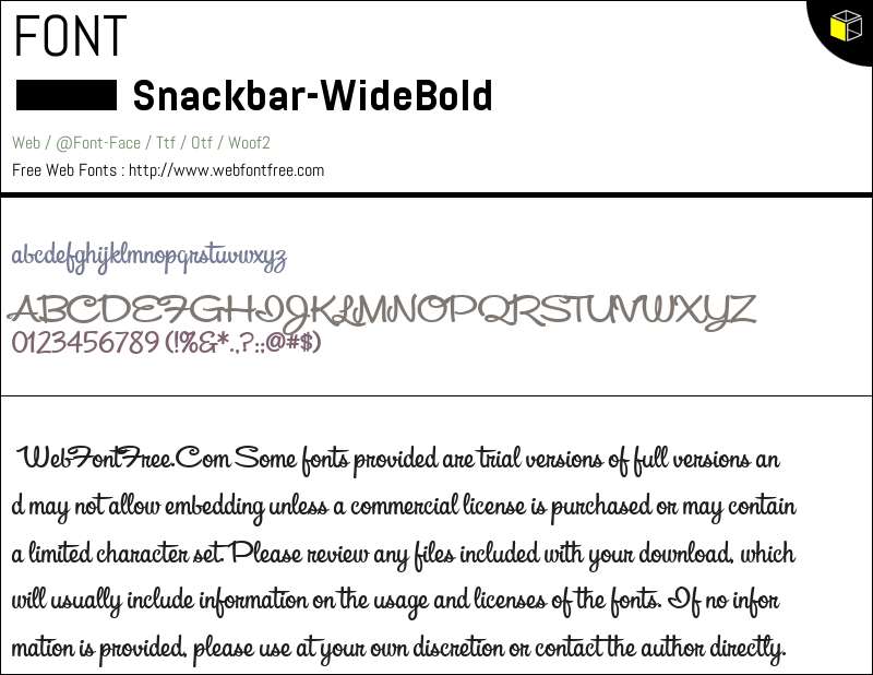 Snackbar Wide Bold Fonts Downloads - WebFontFree.Com
