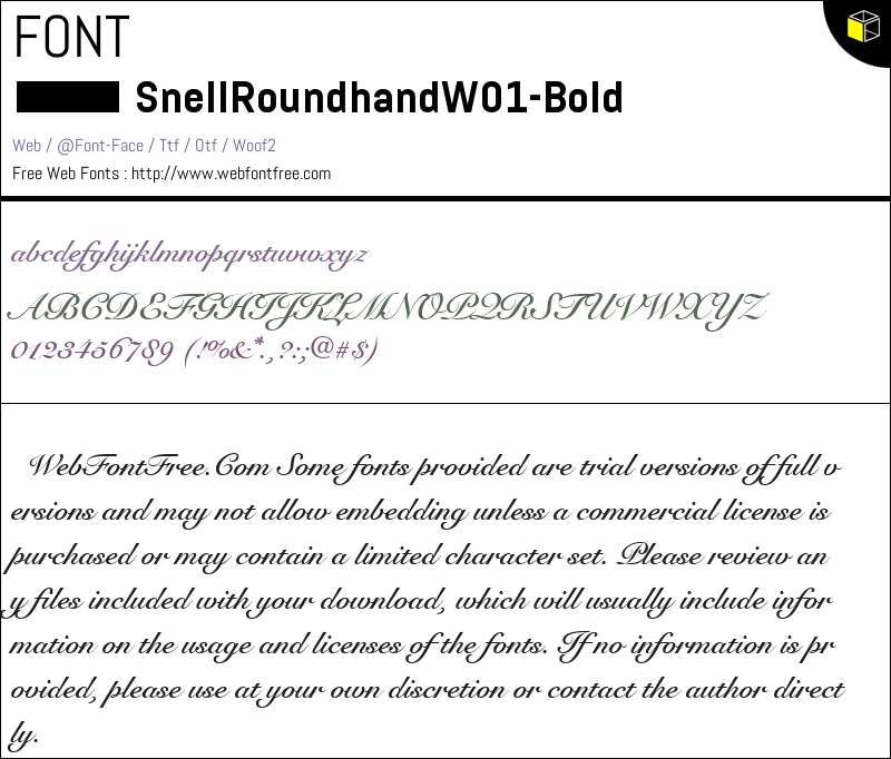 Snell Roundhand W01 Bold 字体 下载 - WebFontFree.Com