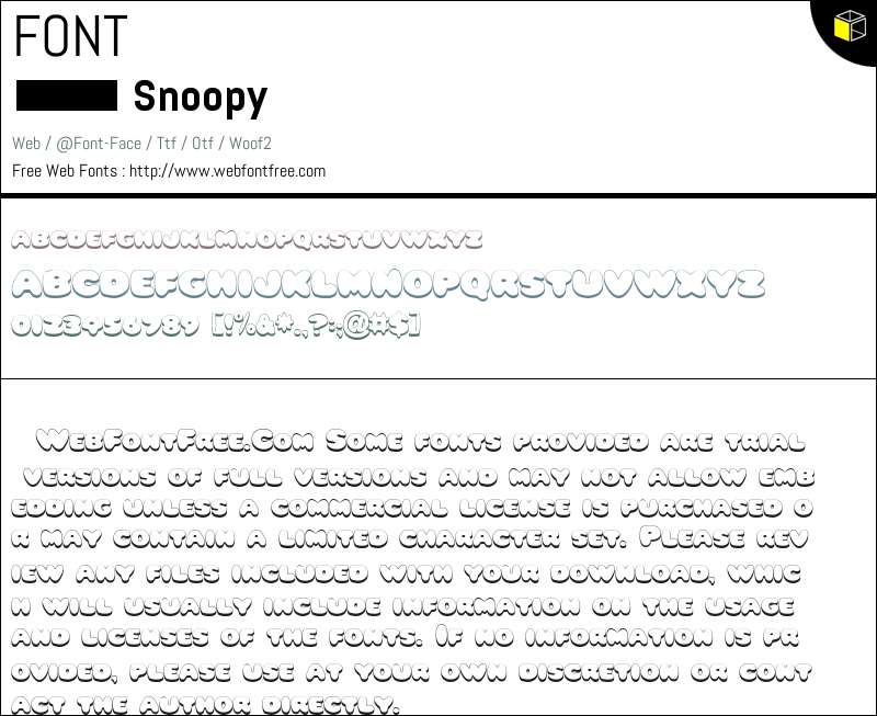 Snoopy Fonts Downloads - WebFontFree.Com