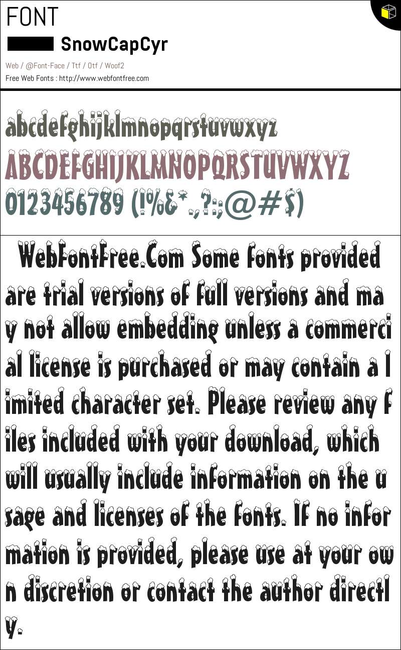 SnowCapCyr Fonts Downloads - WebFontFree.Com