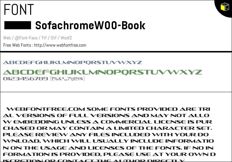 Sofachrome W00 Book Fonts Downloads - WebFontFree.Com