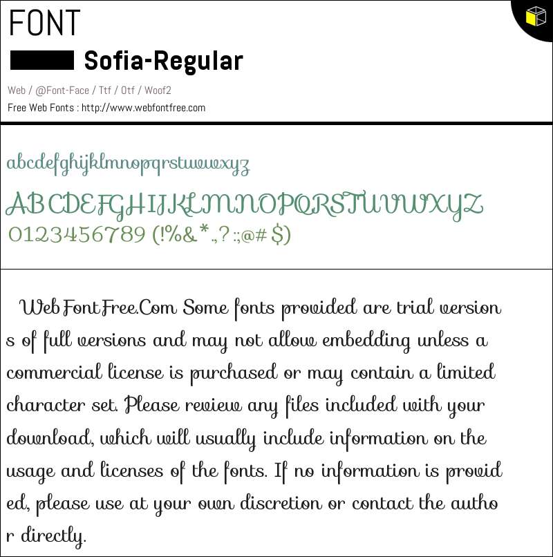 Sofia Fonts Downloads - WebFontFree.Com