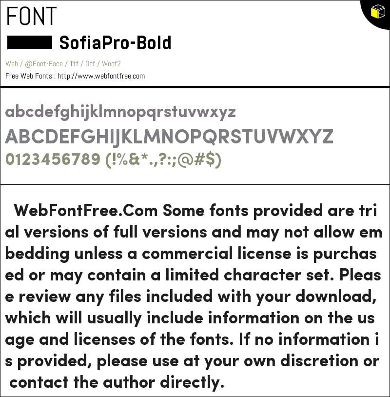 SofiaPro-Bold 字体 下载 - WebFontFree.Com