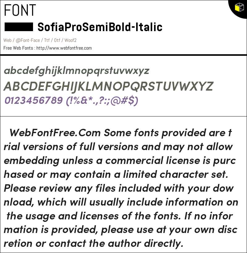 Sofia Pro Semi Bold Italic 字体 下载 - WebFontFree.Com