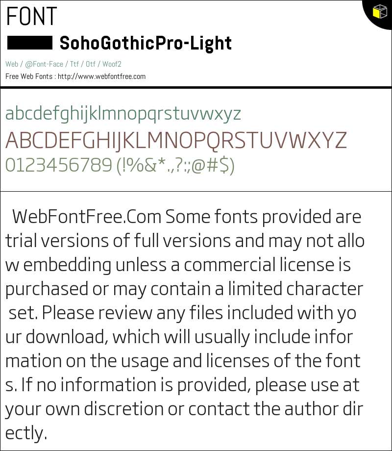 SohoGothicPro-Light Fonts Downloads - WebFontFree.Com