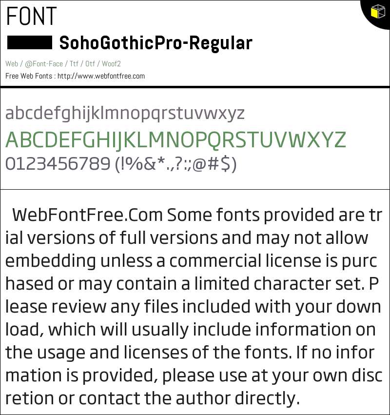 SohoGothicPro-Regular 字体 下载 - WebFontFree.Com