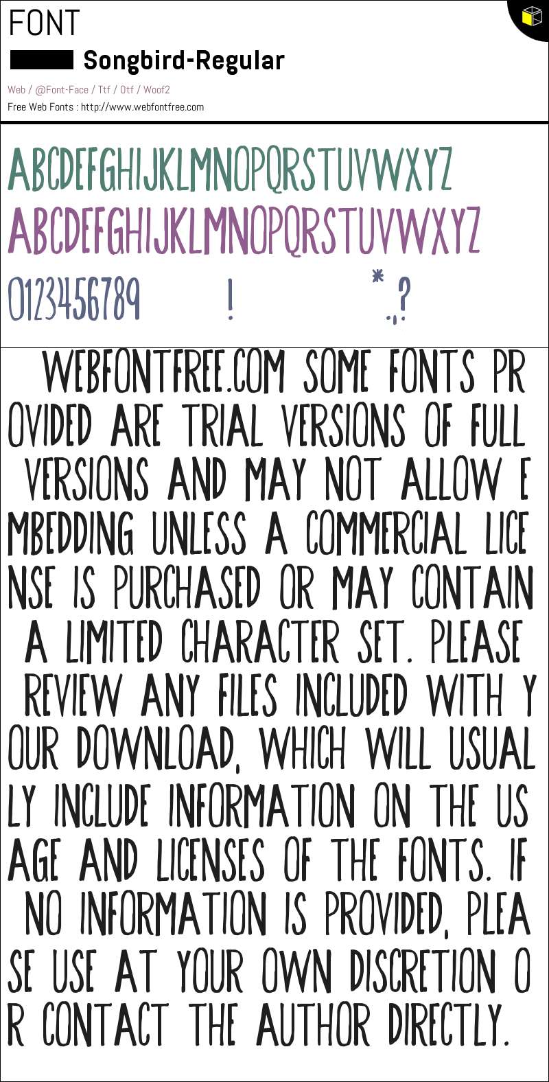Songbird-Regular Fonts Downloads - WebFontFree.Com