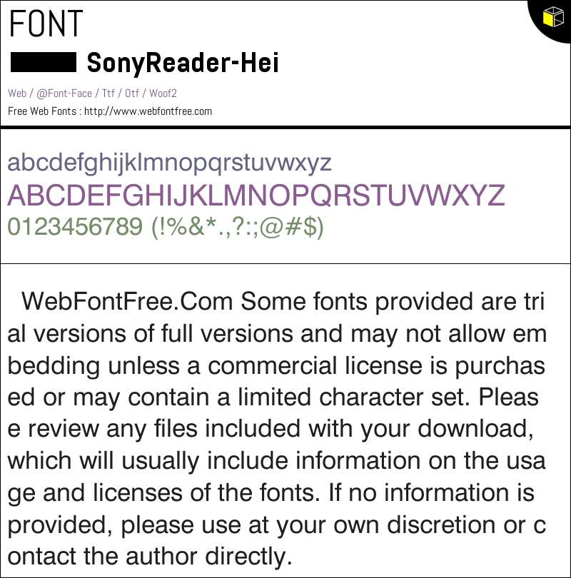 SonyReader Hei Fonts Downloads - WebFontFree.Com