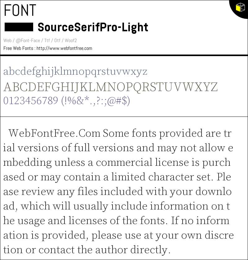 Source Serif Pro Light Fonts Downloads - WebFontFree.Com