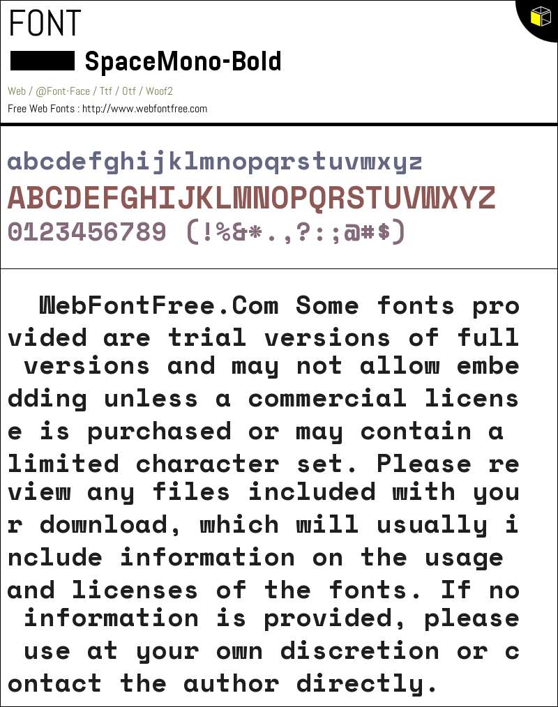 Space Mono Bold Fonts Downloads - WebFontFree.Com