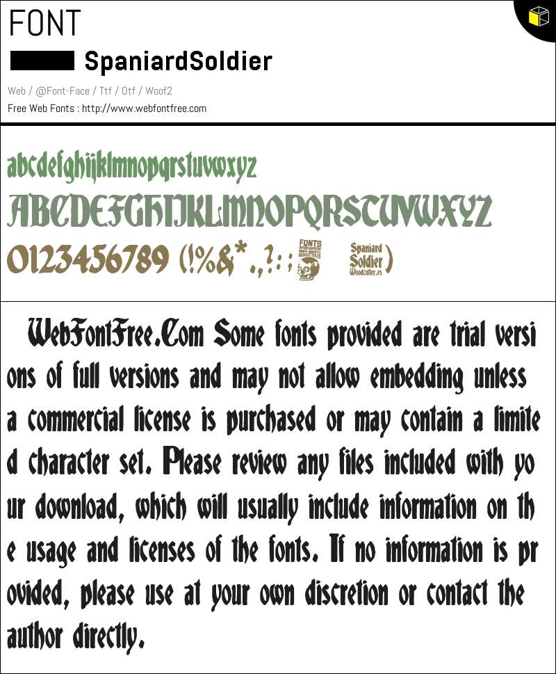 Spaniard Soldier Fonts Downloads - WebFontFree.Com