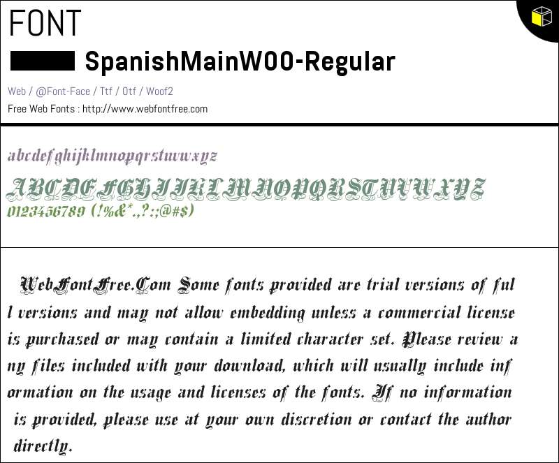 Spanish Main W00 Regular Fonts Downloads - WebFontFree.Com