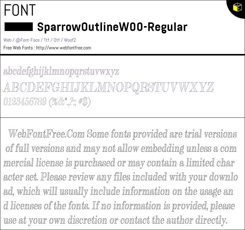 Sparrow Outline W00 Regular Fonts Downloads - WebFontFree.Com