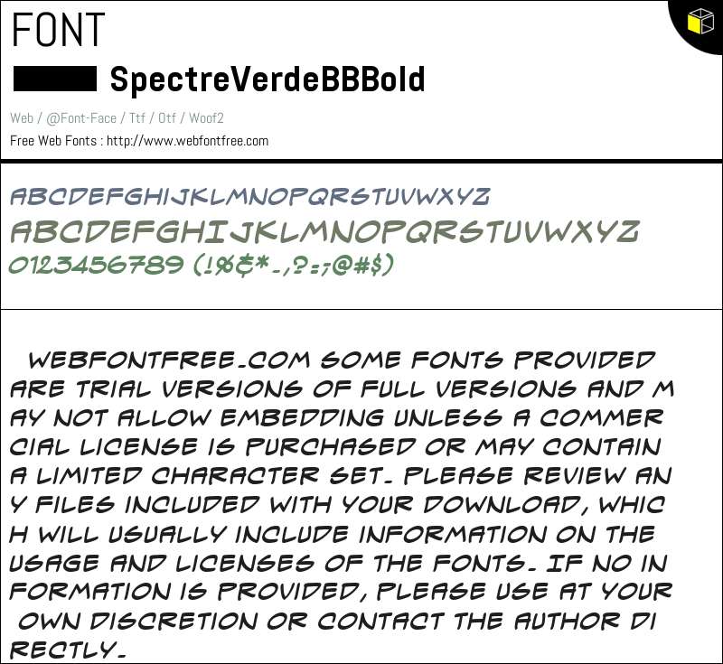 Spectre Verde BB Bold Fonts Downloads - WebFontFree.Com