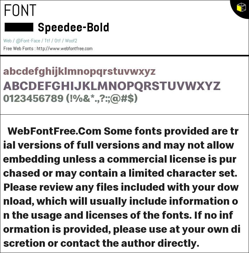 Speedee Bold Fonts Downloads - WebFontFree.Com