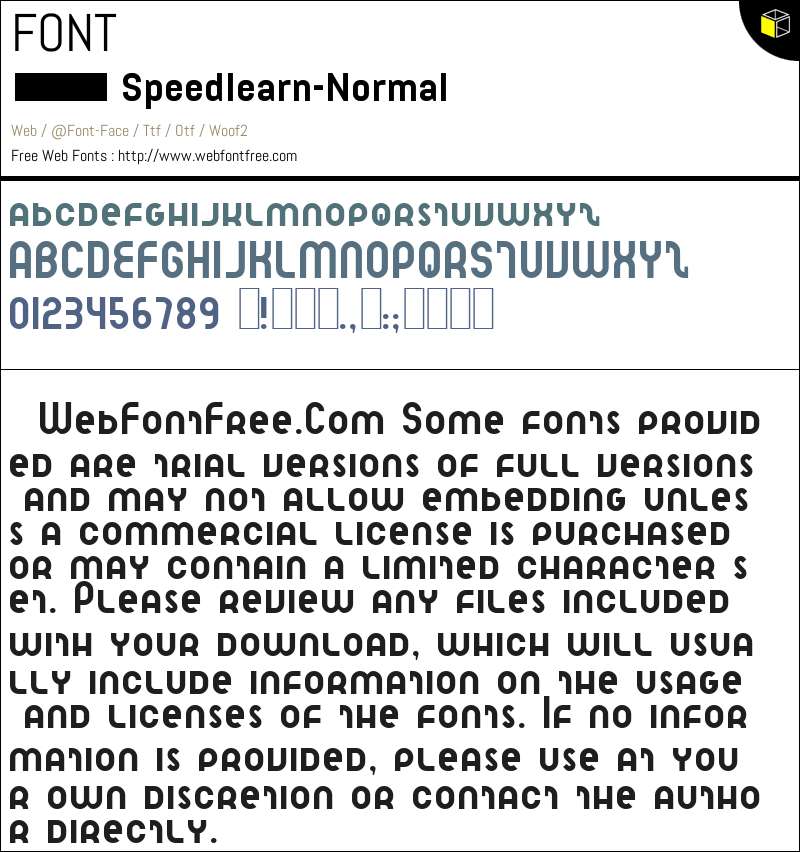 Speedlearn Normal Fonts Downloads - WebFontFree.Com