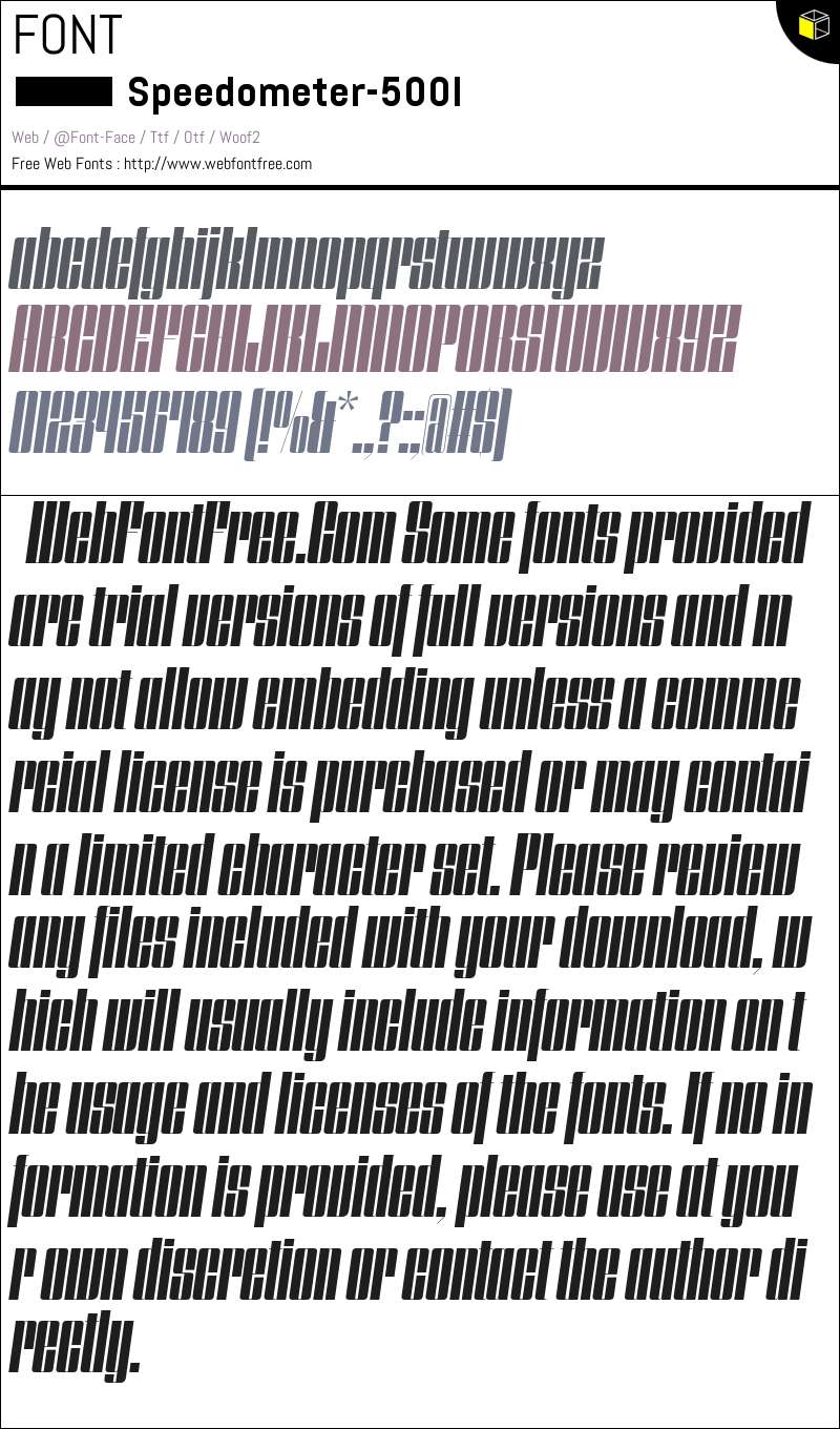 Speedometer-500I Fonts Downloads - WebFontFree.Com