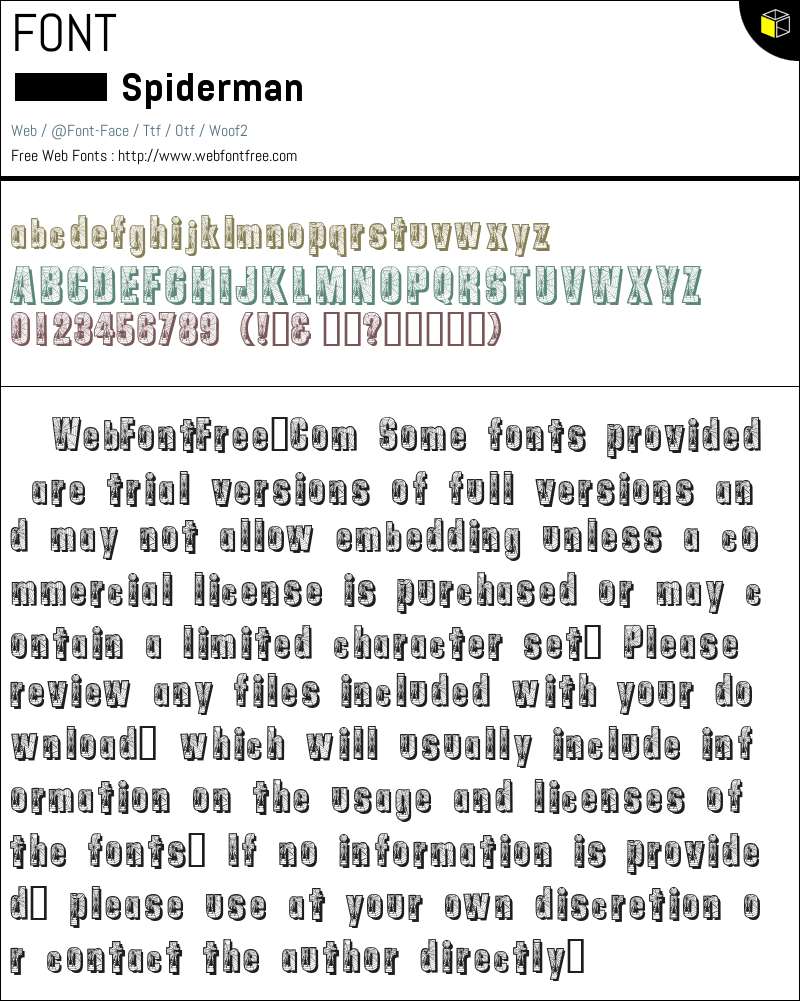 Spiderman Fonts Downloads - WebFontFree.Com