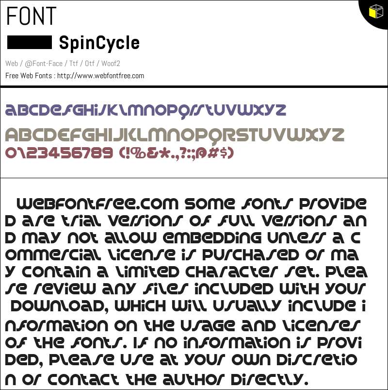 Spin Cycle Fonts Downloads - WebFontFree.Com