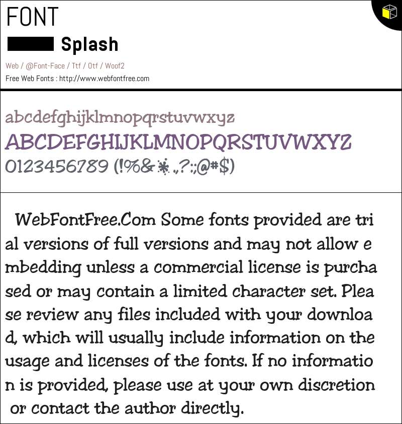 Splash Fonts Downloads - WebFontFree.Com