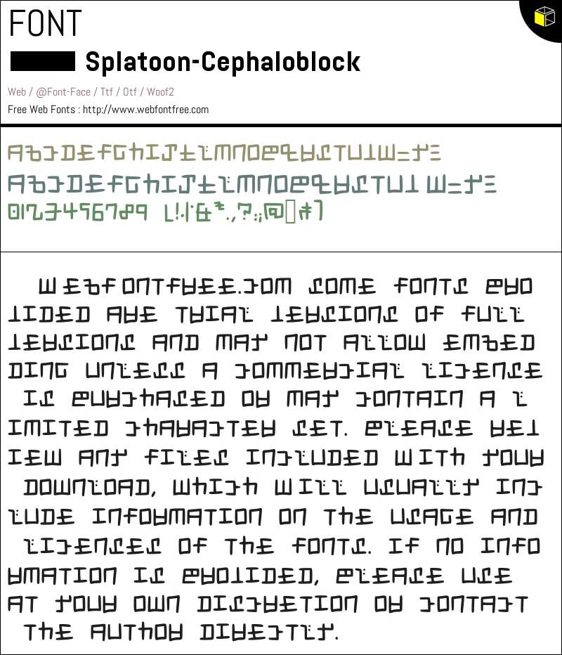 Splatoon - Cephaloblock Medium Fonts Downloads - WebFontFree.Com