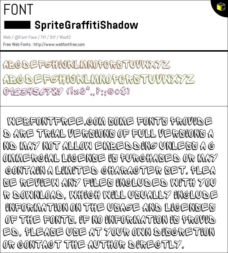 SpriteGraffitiShadow Fonts Downloads - WebFontFree.Com