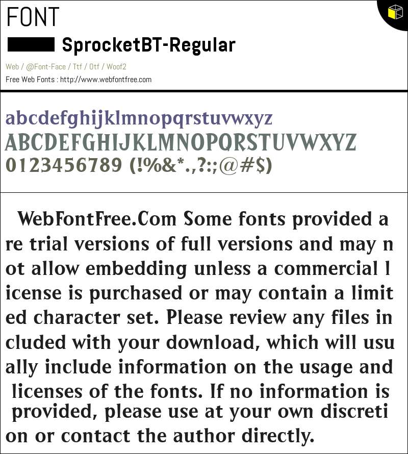 Sprocket BT Fonts Downloads - WebFontFree.Com